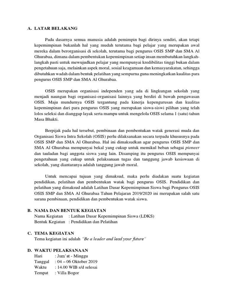 Latihan Dasar Kepemimpinan OSIS 2019 | PDF