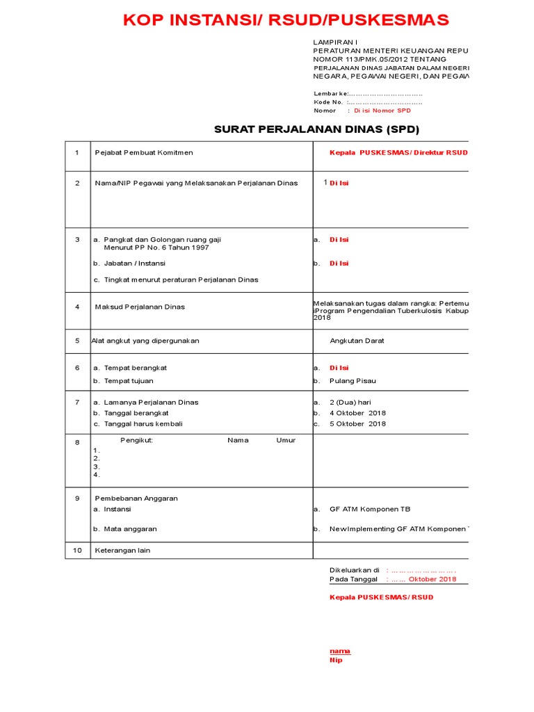 Contoh SPPD Rampung BolakBalik | PDF