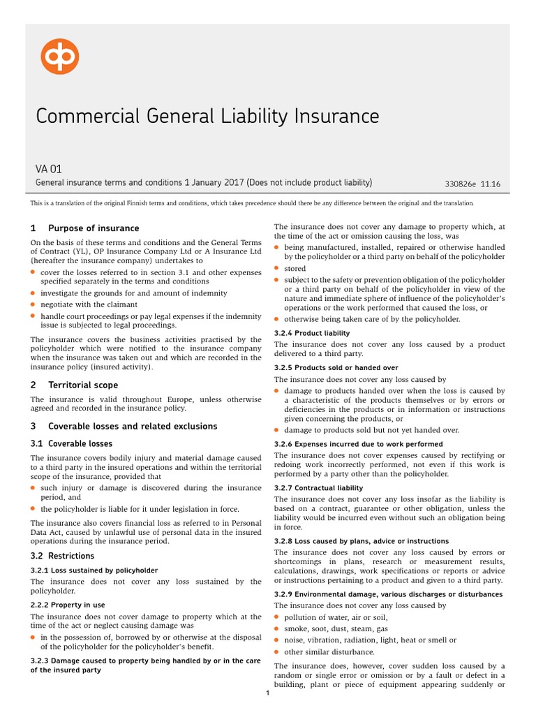Commercial General Liability Insurance | PDF | Deductible | Insurance