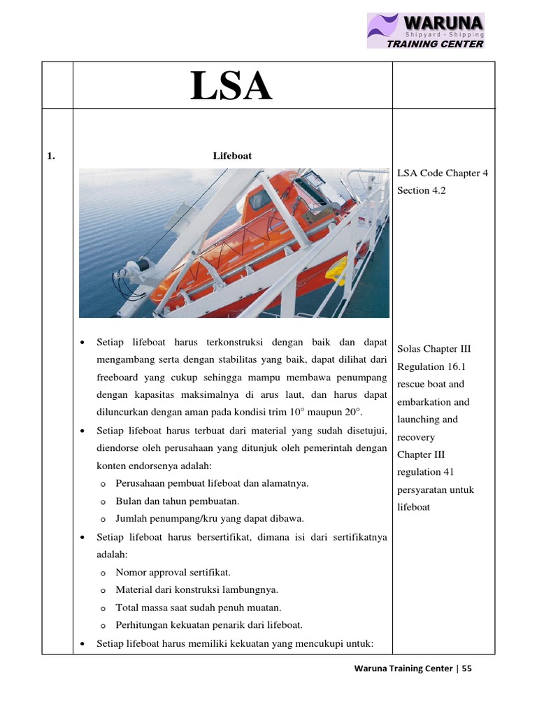 Persyaratan LSA untuk Lifeboat dan Rescue | PDF | Teknologi & Rekayasa