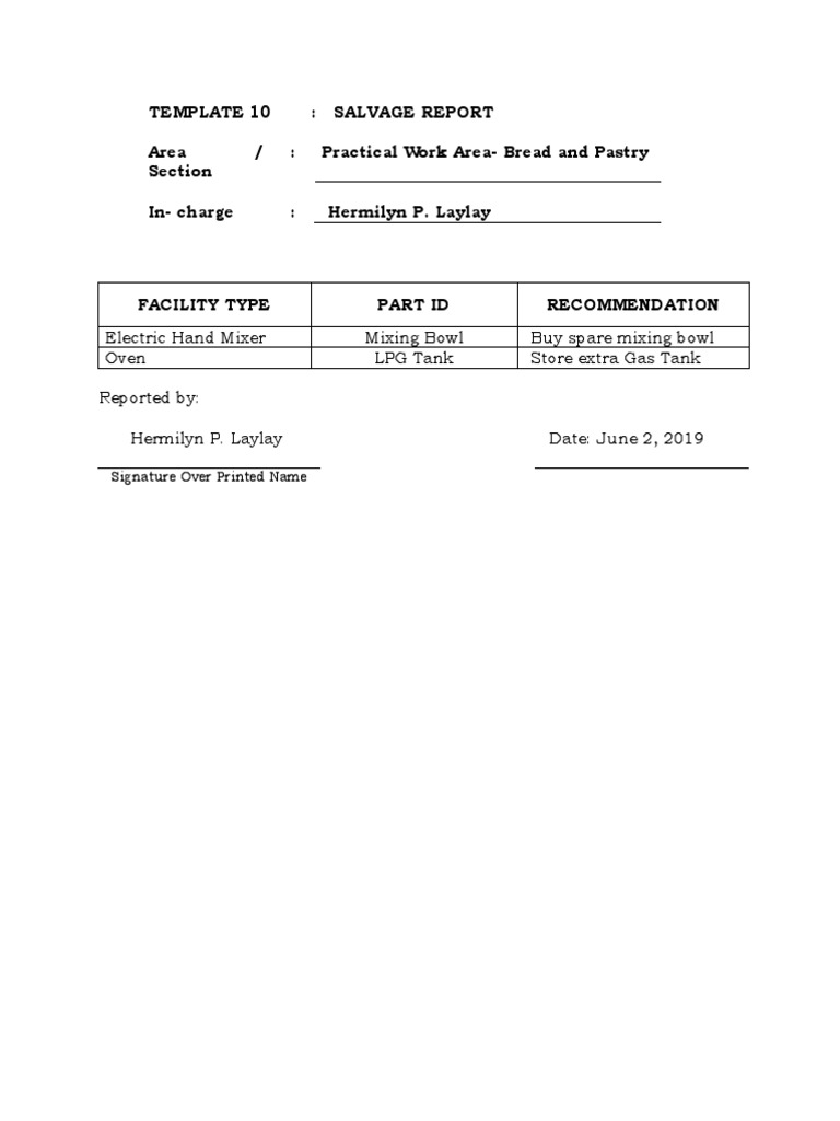Salvage Report | PDF
