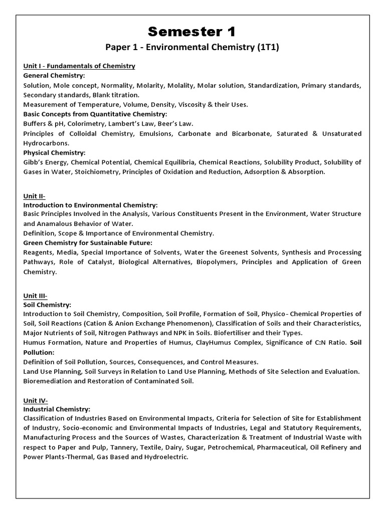 Environmental Chemistry Course Guide | PDF | Meteorology | Soil