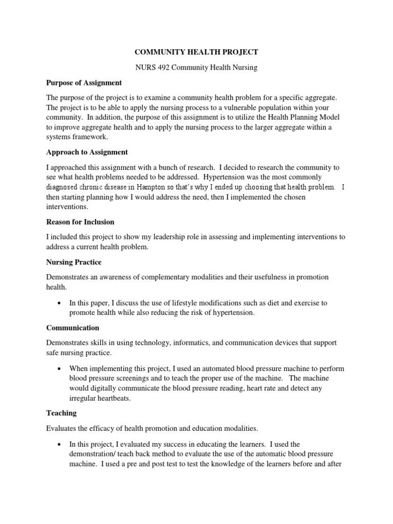 Intro Page - Community Health Project | PDF | Hypertension | Health ...