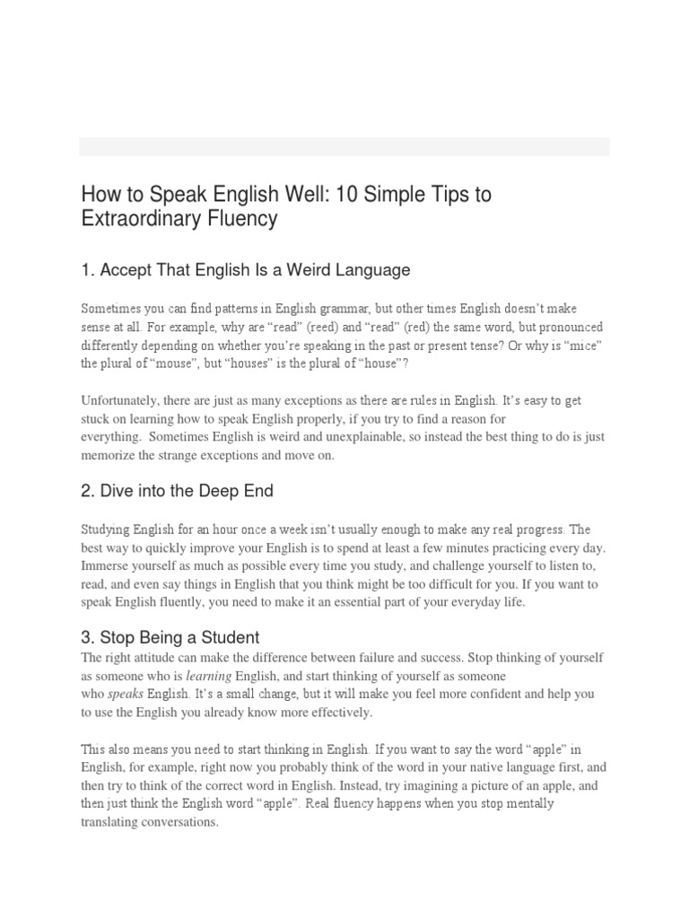 How To Speak English Well: 10 Simple Tips To Extraordinary Fluency ...