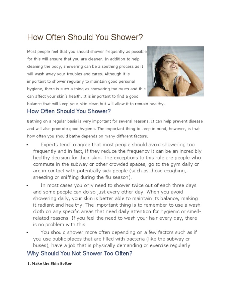 How Often Should You Shower | PDF | Hygiene | Medical Specialties