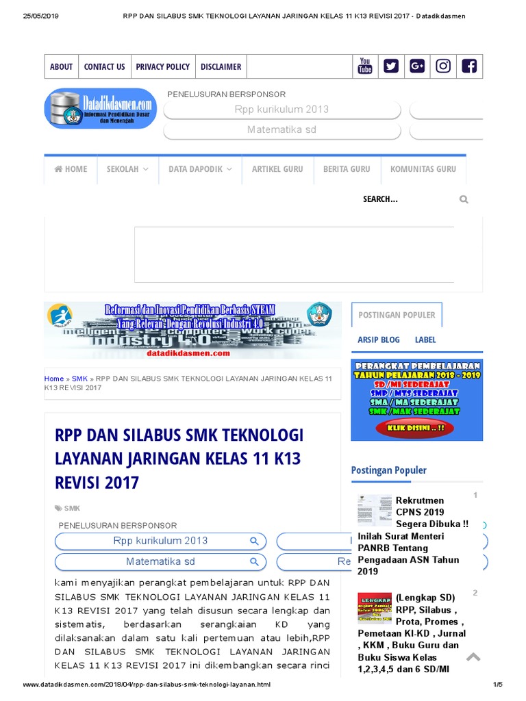 RPP dan Silabus SMK Kelas 11 K13 | PDF