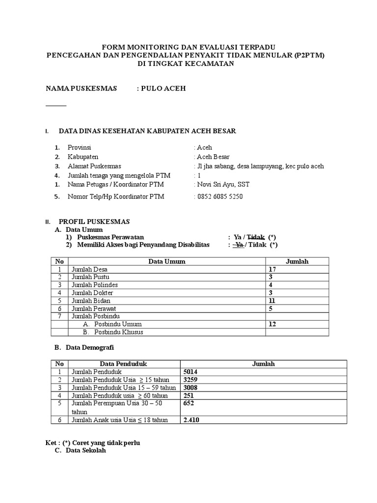 Form Monev PTM Pusk | PDF