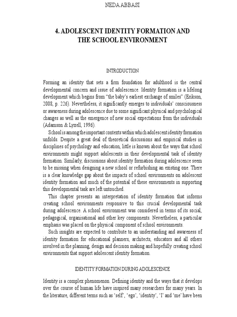 Adolescent Identity Formation and The School Environment | PDF ...