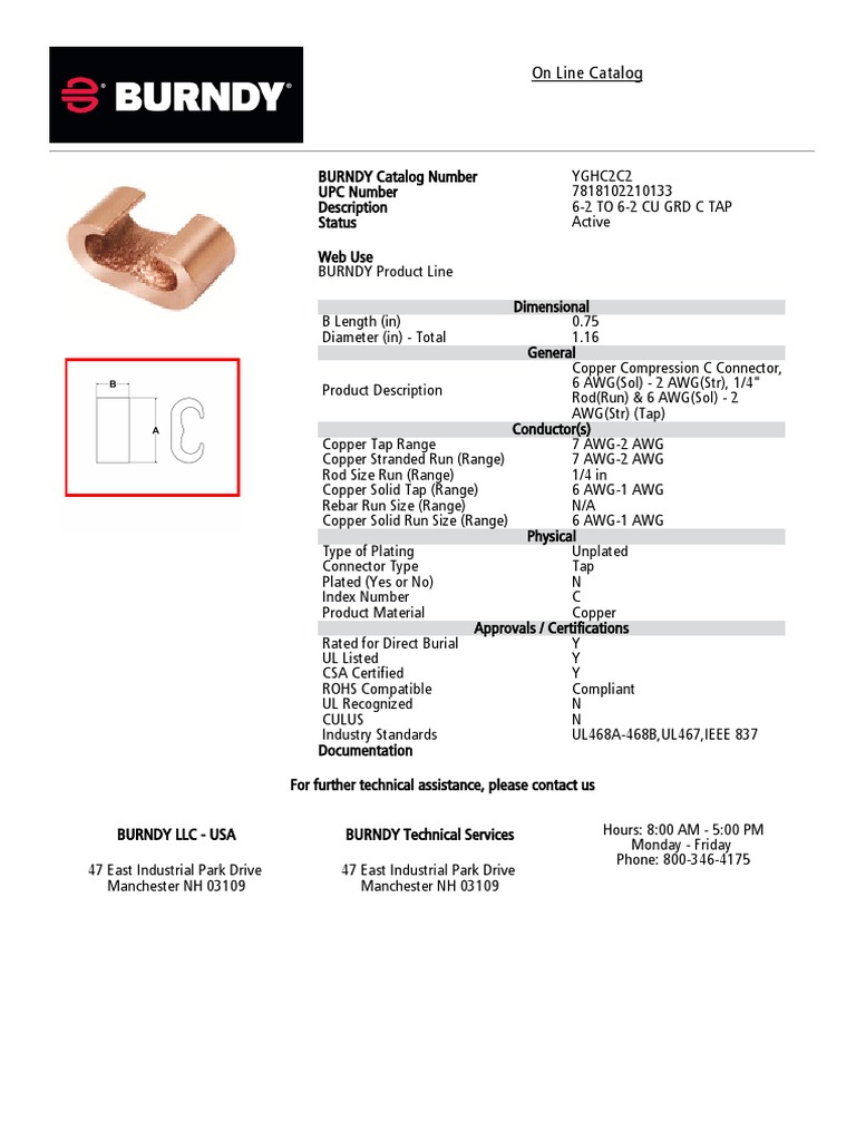 Burndy YGHC2C2 | PDF | Manufactured Goods | Electrical Engineering