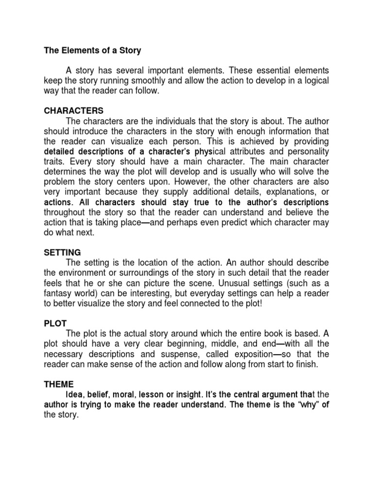 The Elements of A Story | PDF | Plot (Narrative) | Narration