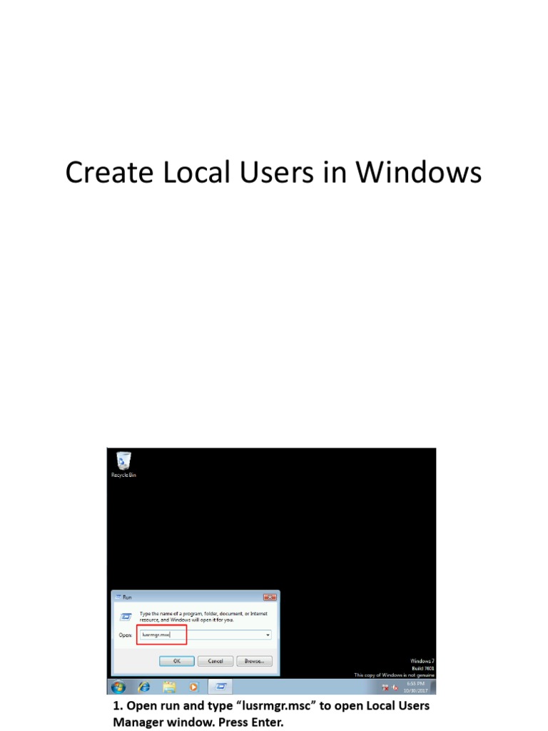 How To Create Local Users in Windows 7 8 and 10 | PDF