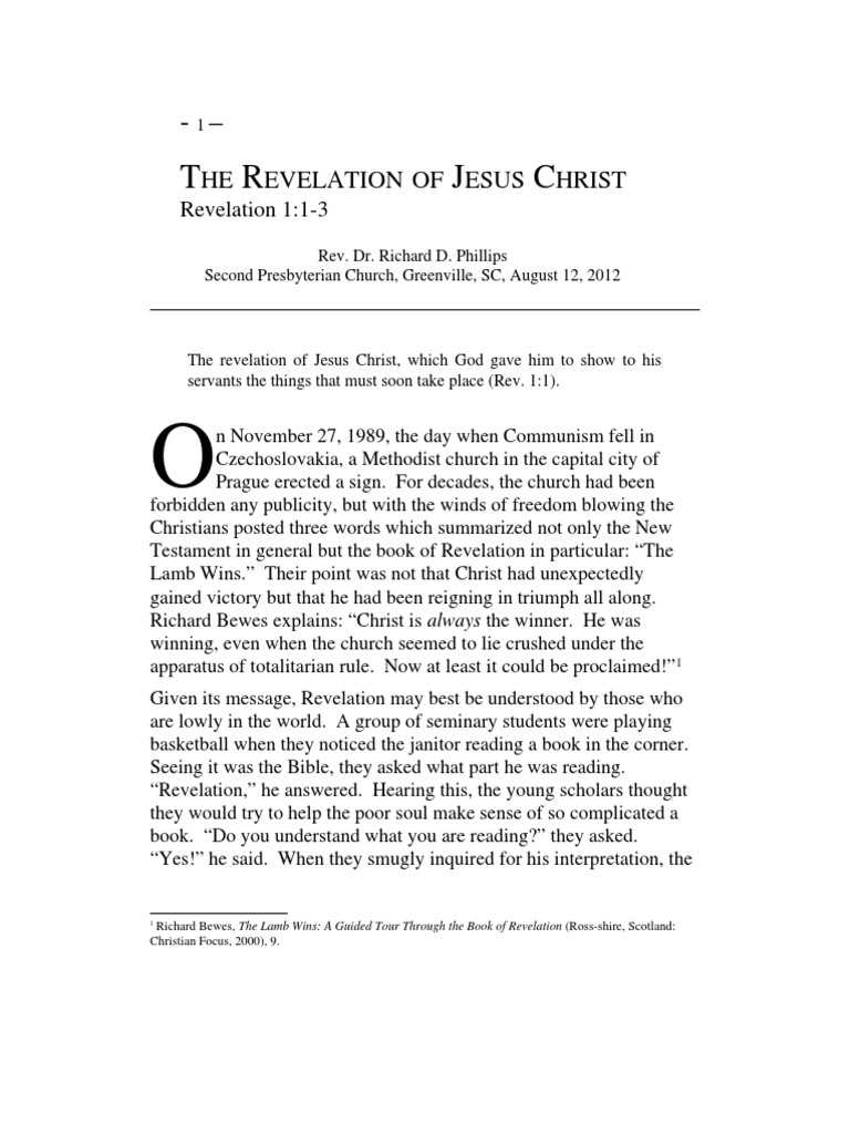 Revelation 1 1 3 Pdf Book Of Revelation John The Apostle