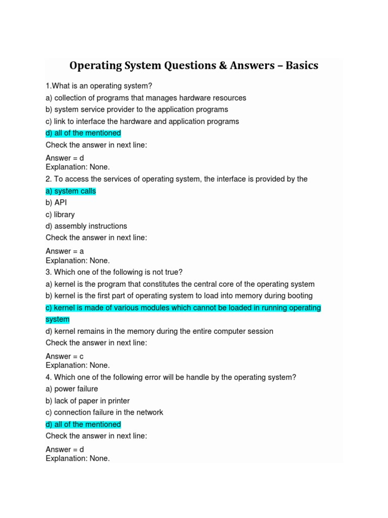 Topic Wise MCQ of Operating Systems | PDF | Scheduling (Computing) | File System