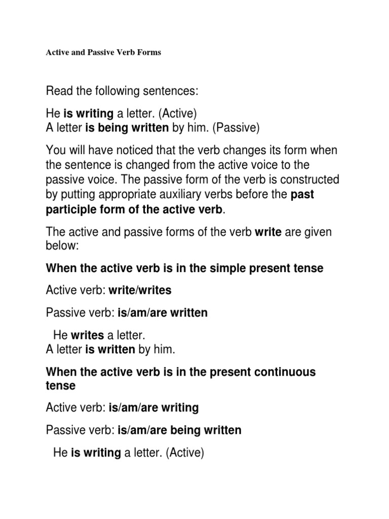 Active and Passive Verb Forms | PDF