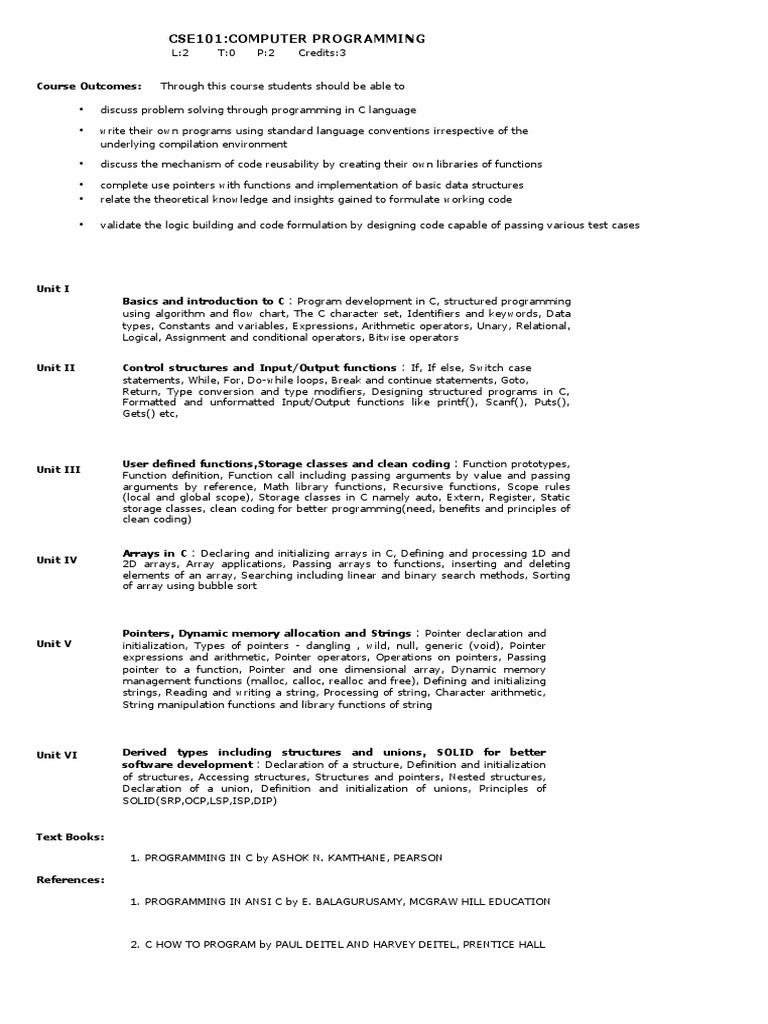 CSE101 | PDF | C (Programming Language) | Pointer (Computer Programming)