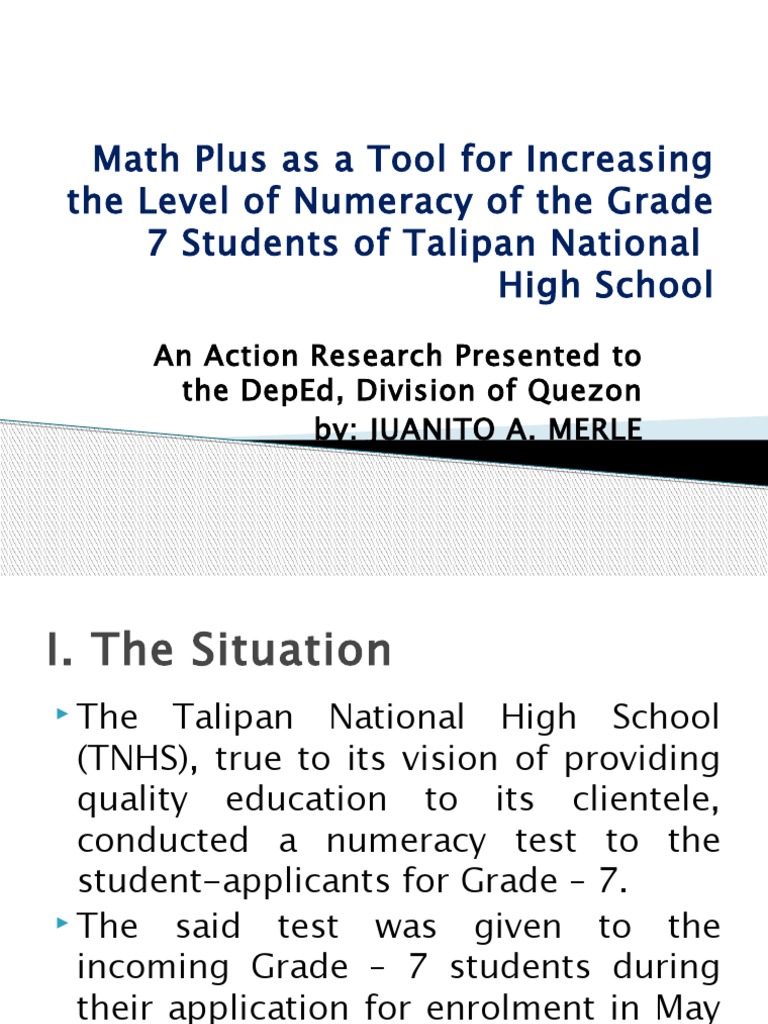 Improving Grade 7 Student Numeracy Through Math Plus: An Action ...