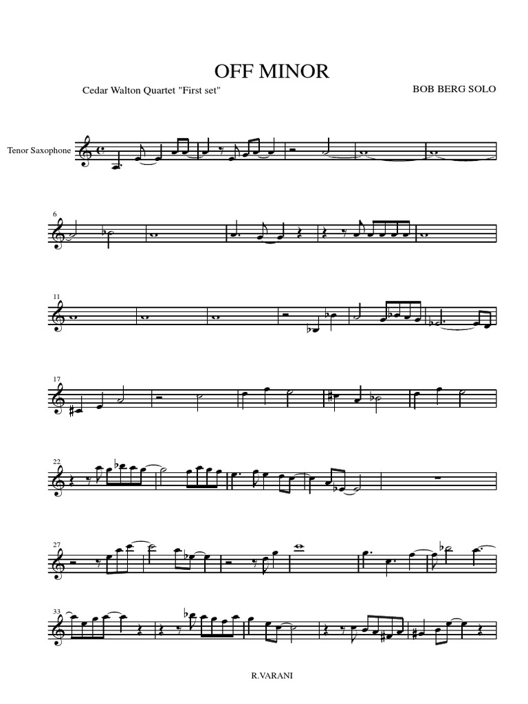 Off Minor: Bob Berg Solo Cedar Walton Quartet "First Set" | PDF ...