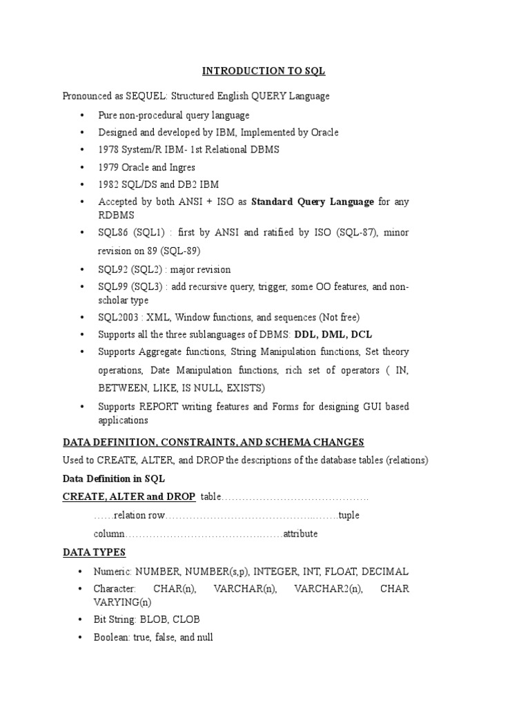 SQL Introduction | PDF | Relational Database | Sql