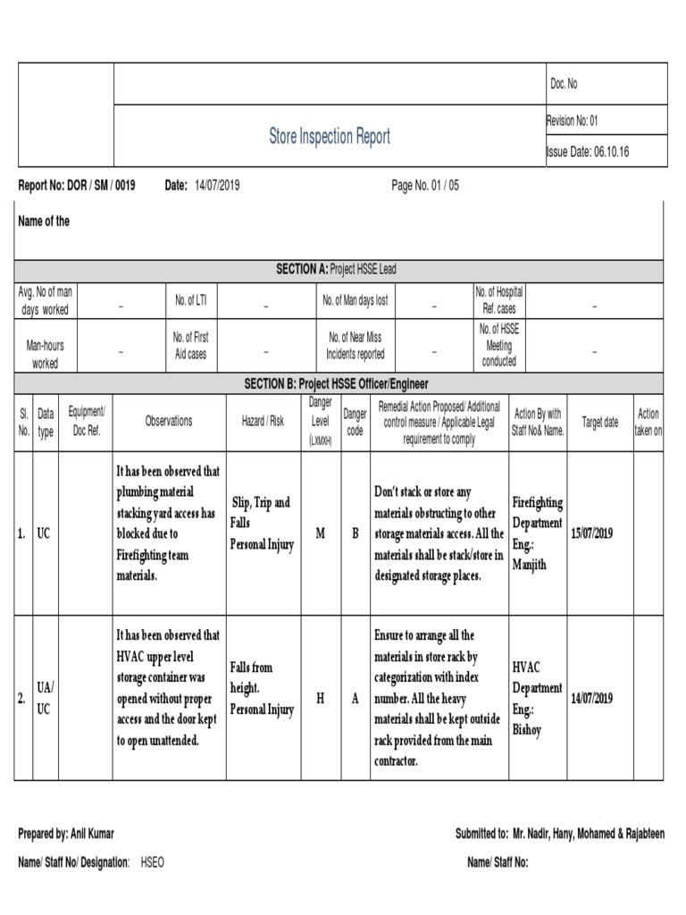 Site Observation Report | PDF | Safety | Business