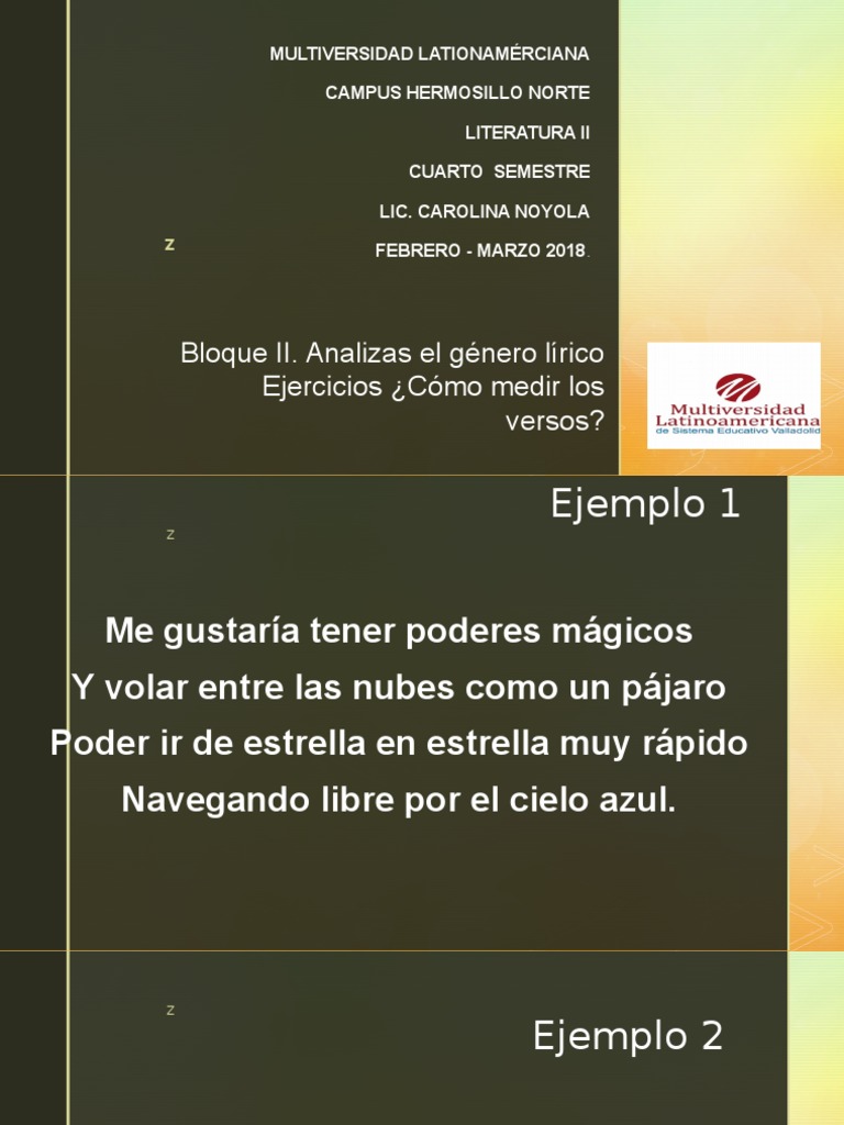Bloque II. Ejercicios Sinalefa | PDF | Poesía