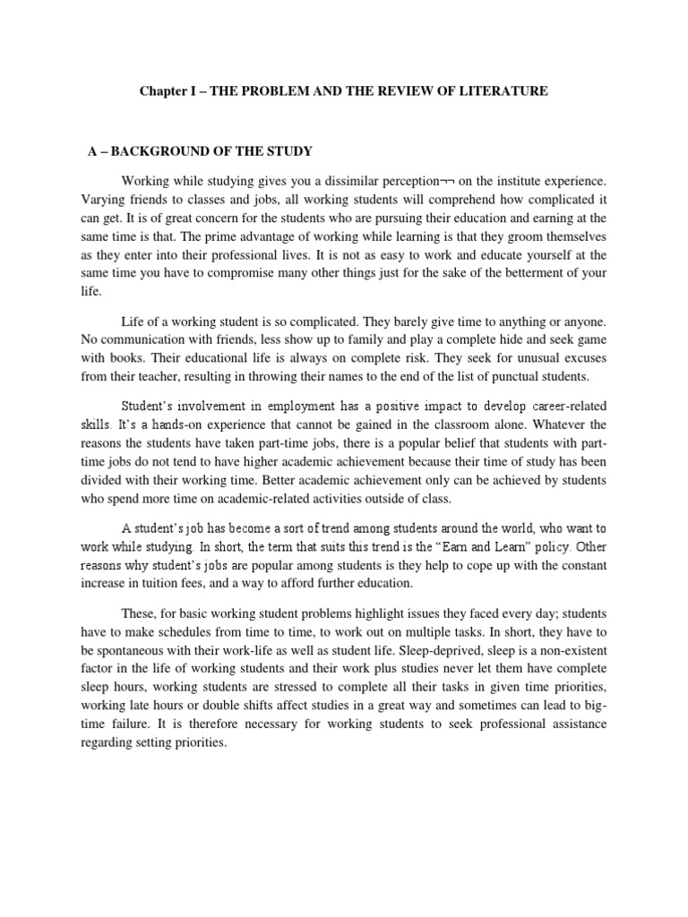 Chapter I The Problem and The Review of Literature | PDF | Homework ...