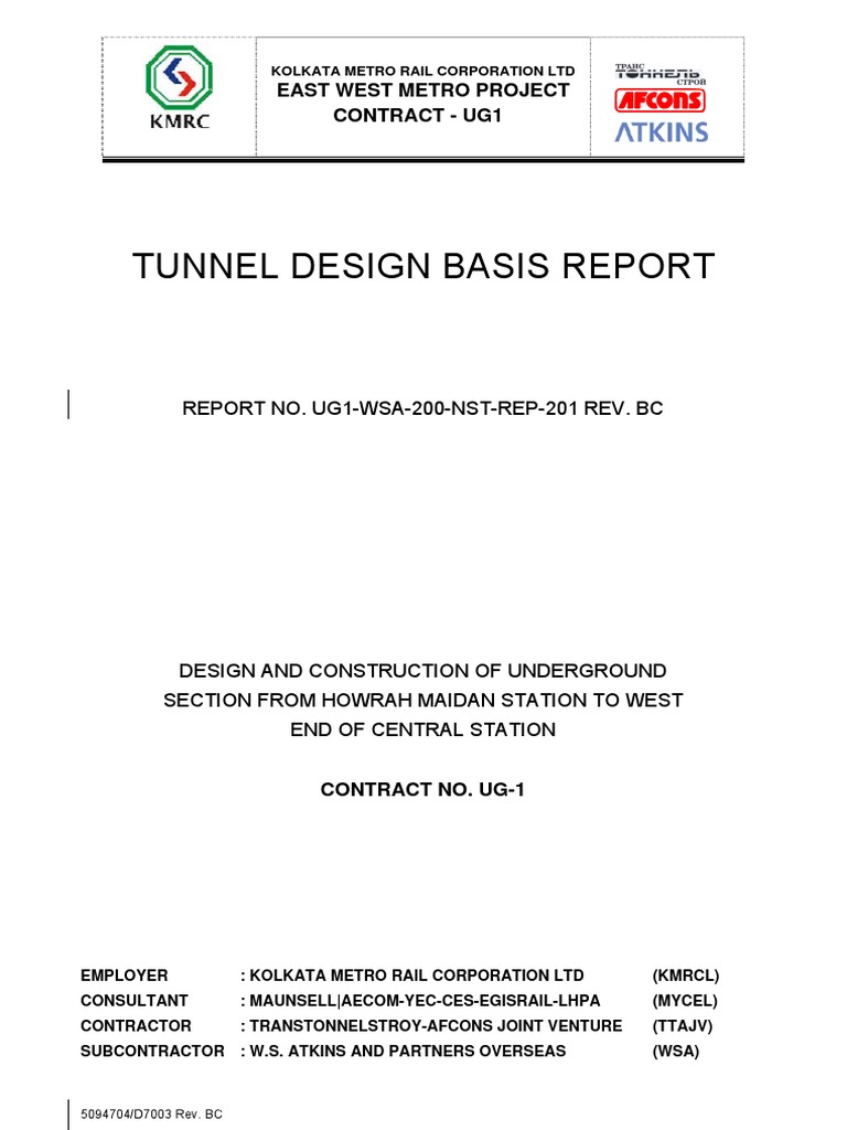 Tunnel Design Basis Report PDF | PDF | Tunnel | Solid Mechanics