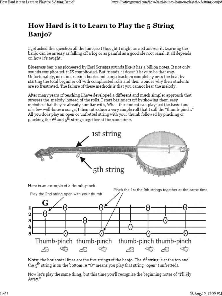 Learning the 5-String Banjo Made Easy | PDF | String Instruments ...