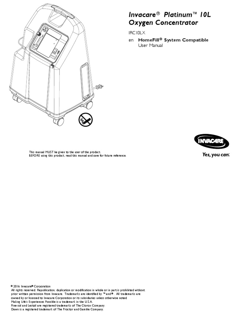 Invacare® Platinum™10L Oxygen Concentrator: en User Manual | PDF ...