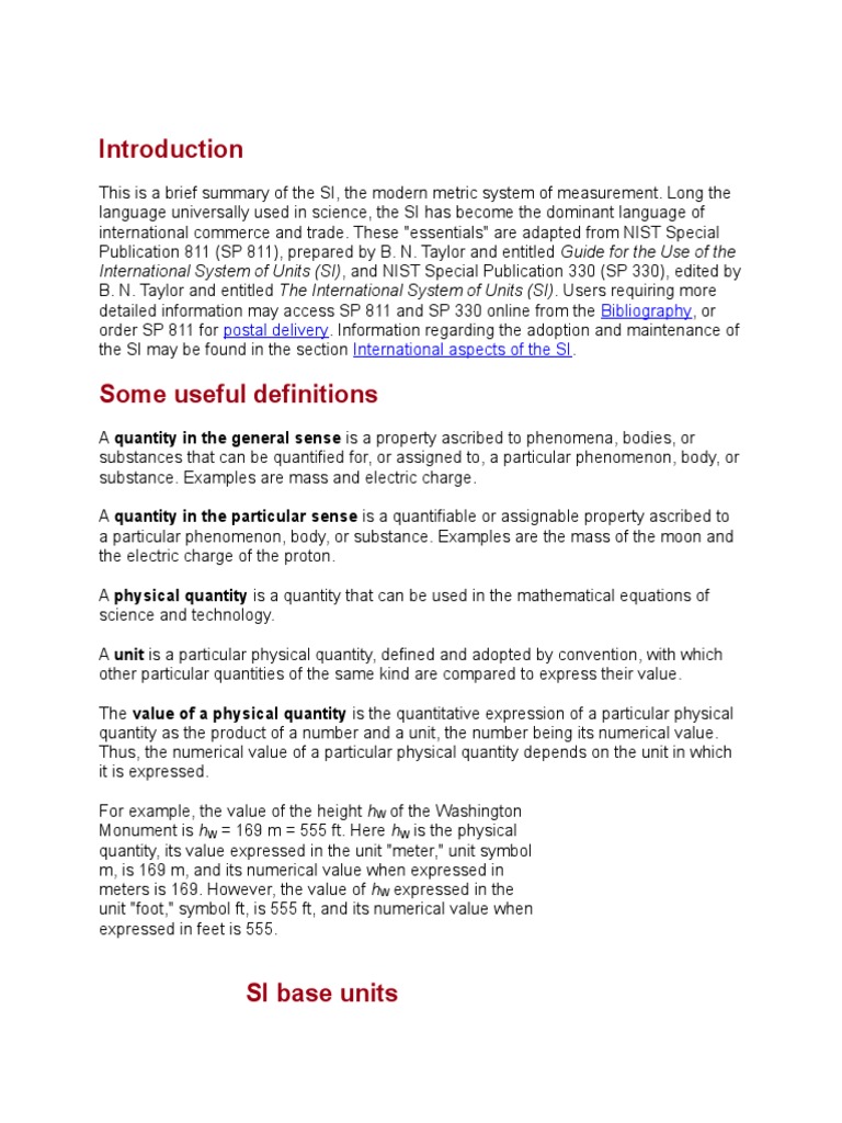 Measurement, Quantities and Units | PDF | International System Of Units ...