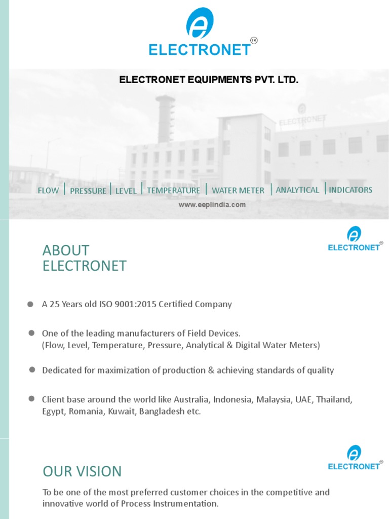 Electronet Equipments PVT LTD - Corporate Presentation | PDF | Flow ...
