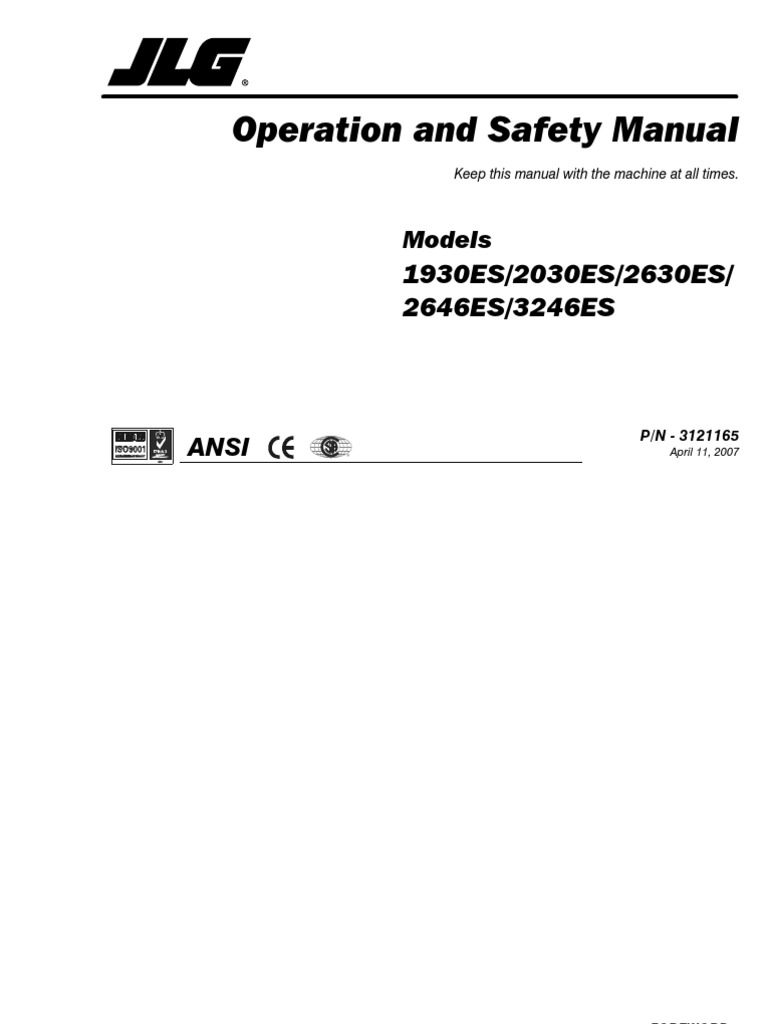 JLG Om PDF | PDF | Elevator | Manufactured Goods