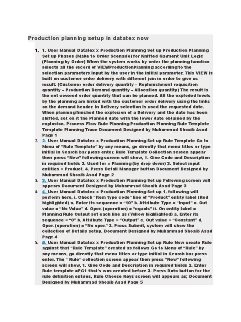 Datatex Production Planning Setup Guide | PDF | Menu (Computing) | Software Engineering