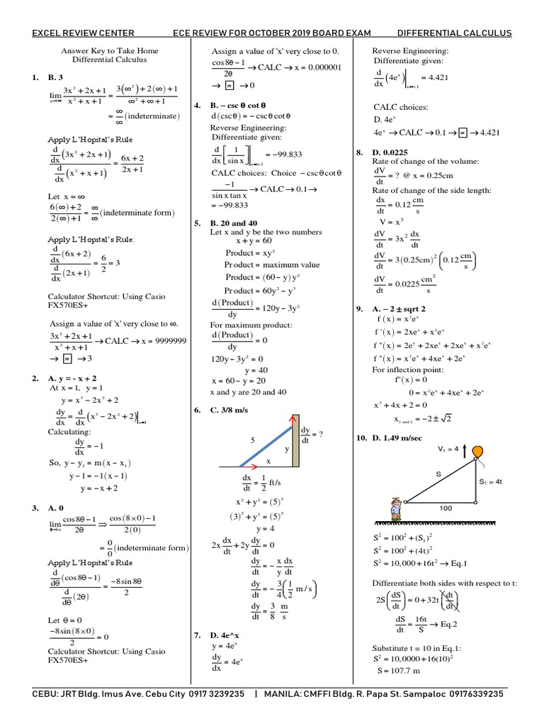 TH Differential Calculus Solution PDF | PDF | Slope | Analysis