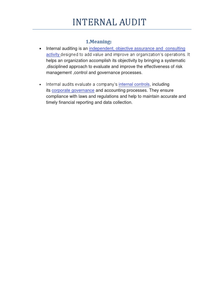 Internal Audit | PDF | Internal Audit | Audit