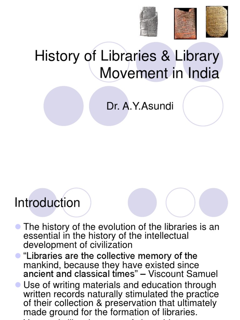 History of Libraries Library Movement in India | PDF | Libraries ...