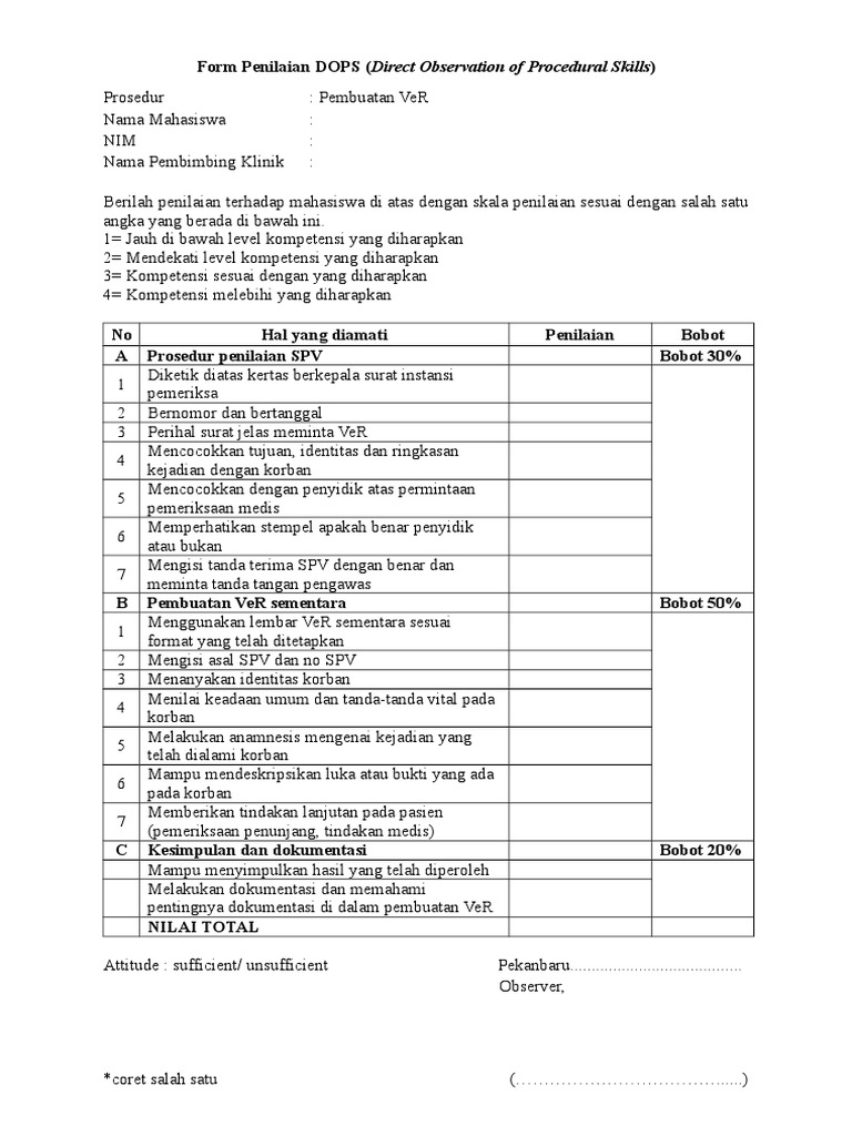 Form Penilaian DOPS | PDF