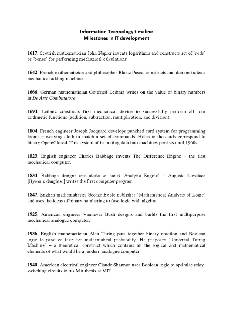 Information Technology Timeline | PDF | World Wide Web | Internet & Web