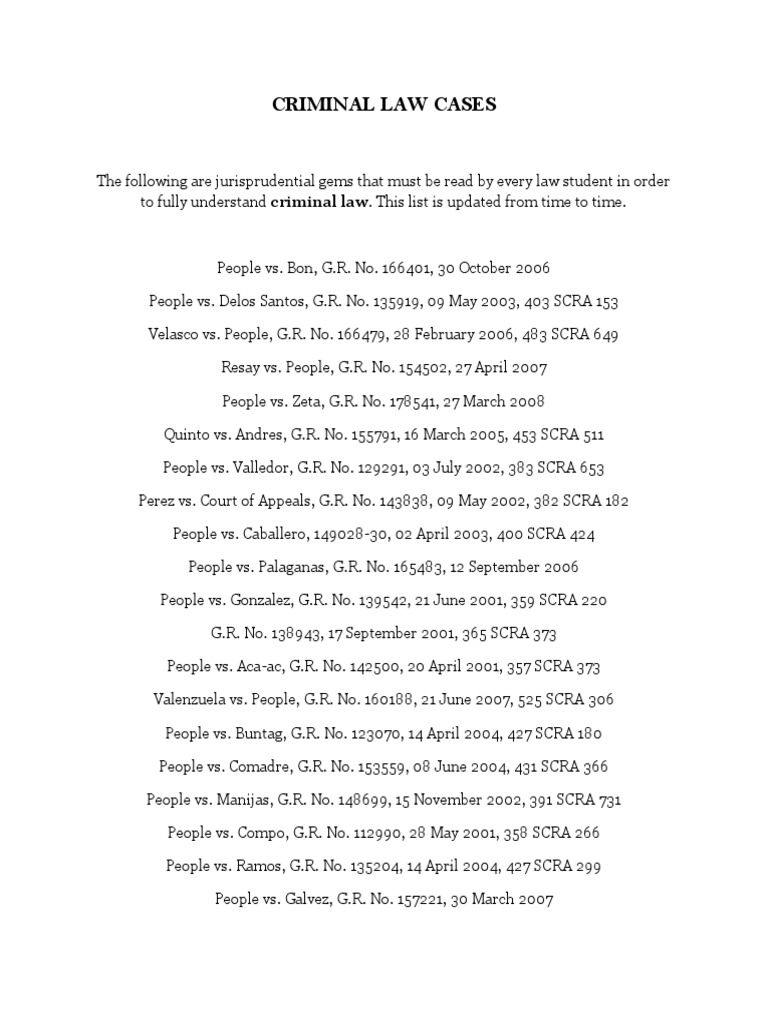 Criminal Law Cases Compiled | PDF | Separation Of Powers | Public Law