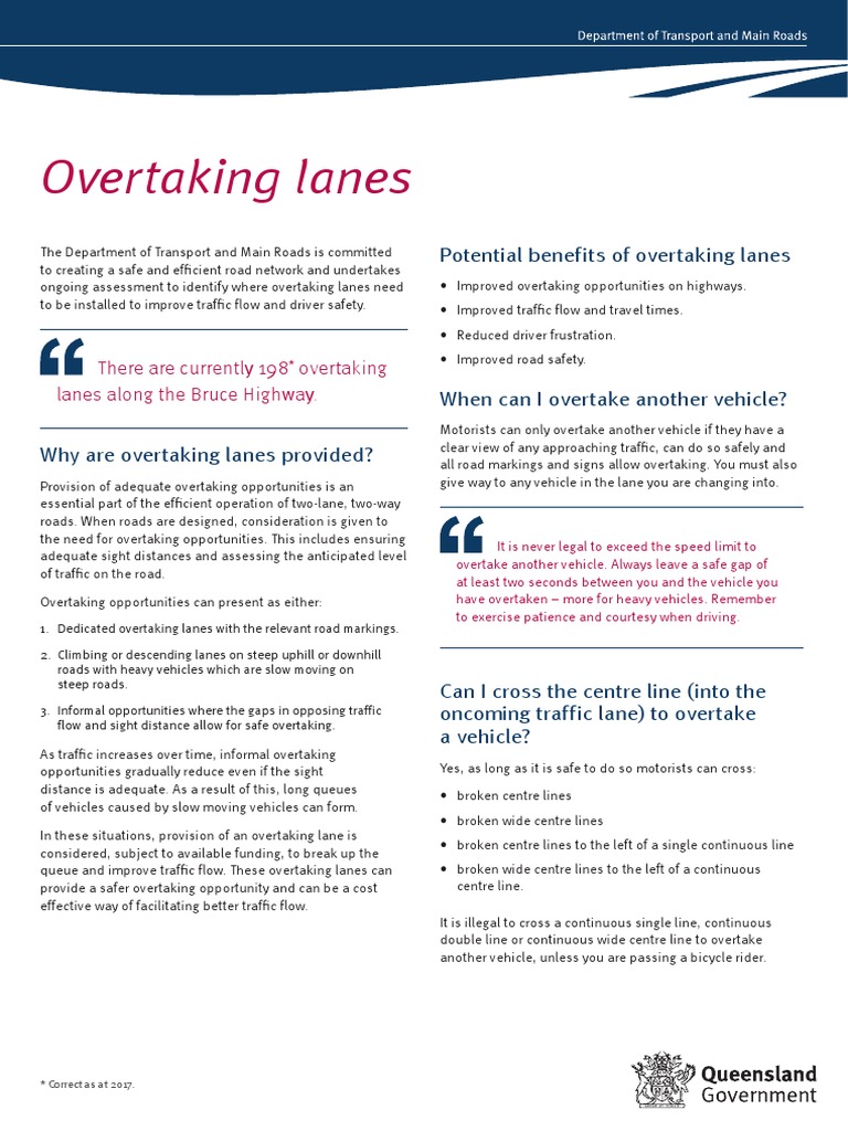 Overtaking Lanes Factsheet | PDF | Traffic | Driving