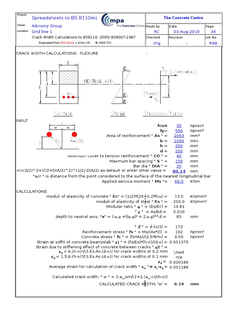 Crack Width Calculation BS 8100 BS 8007 | PDF | Young's Modulus ...