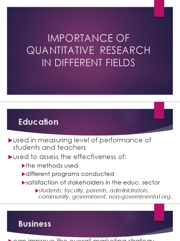 Role of Quantitative Research Across Fields | PDF | Business | Self ...