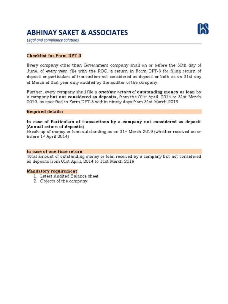 Checklist For DPT 3 Return | PDF | Service Industries | Business
