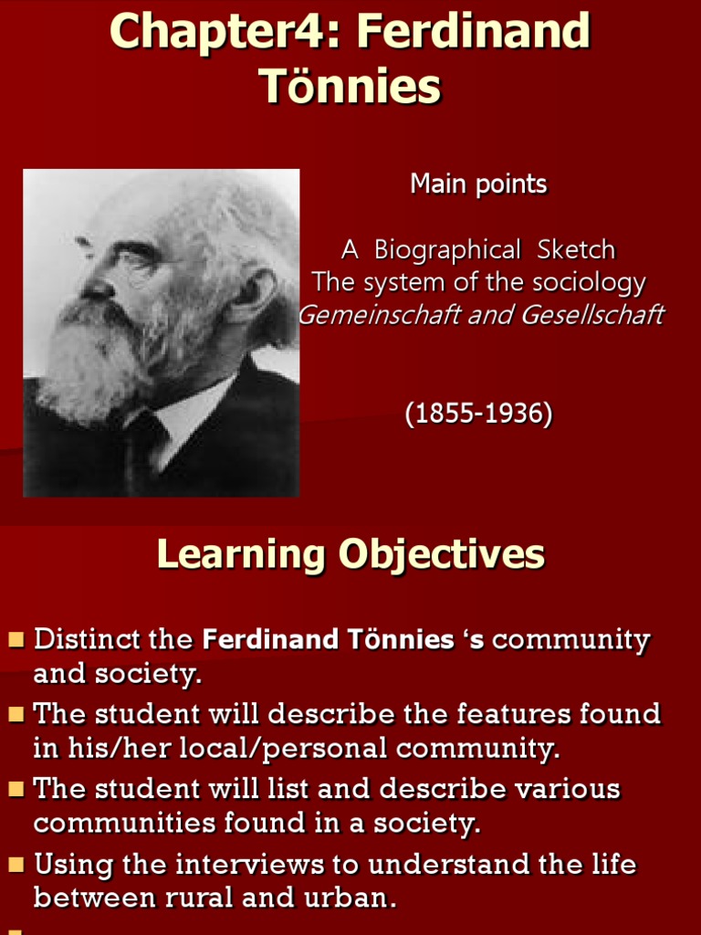 Tönnies: Gemeinschaft vs. Gesellschaft | PDF | Community | Sociology