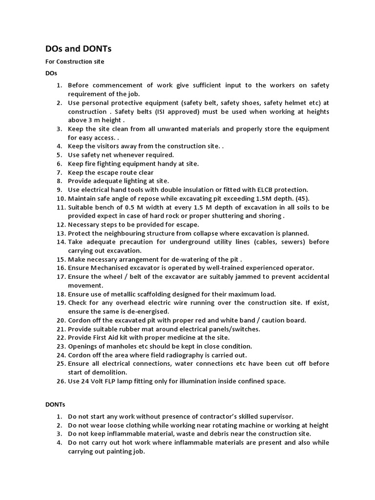 Dos and Donts: For Construction Site | PDF | Electrician | Electrical ...