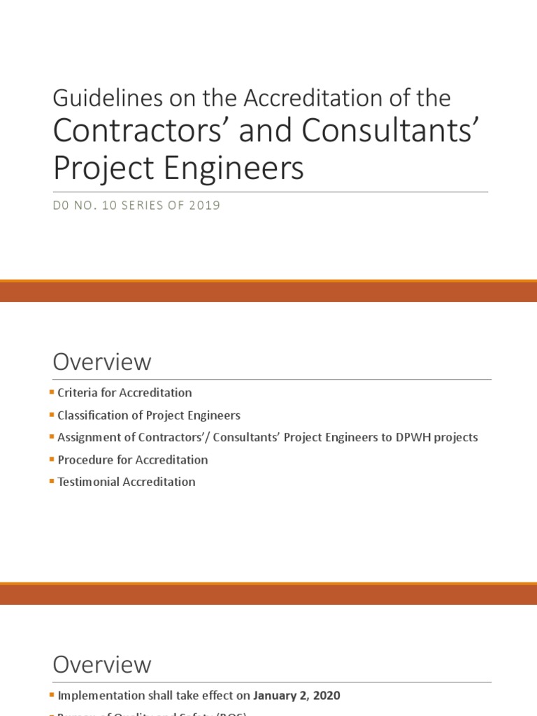 Guidelines On The Accreditation of The Contractors Project Engineer | PDF | Engineer | Identity ...