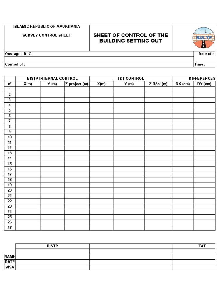 Survey Control Sheet | PDF