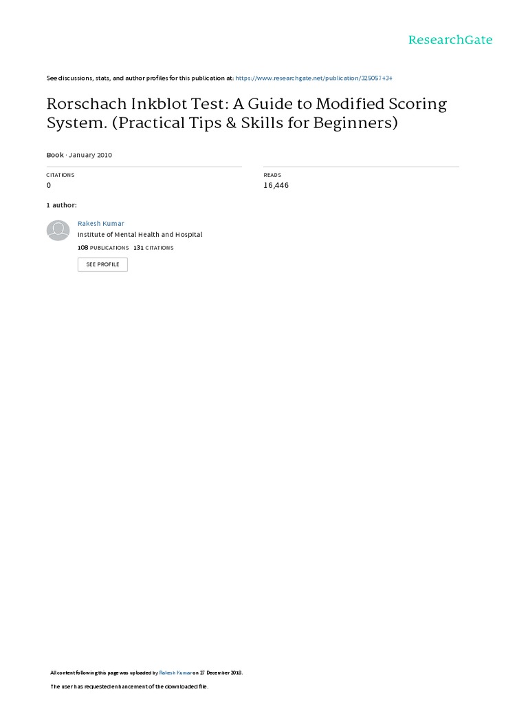Rorschach Test Guides | PDF | Clinical Psychology | Psychology