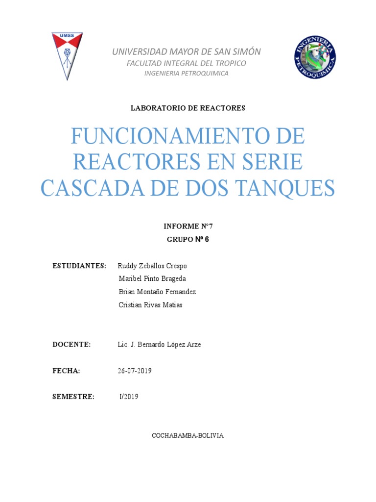 Funcionamiento de Reactores en Serie | PDF | Reactor Quimico | Ingeniería Química
