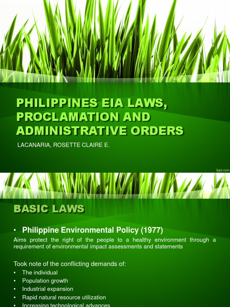 Philippines Eia Laws, Proclamation and Administrative Orders | PDF ...