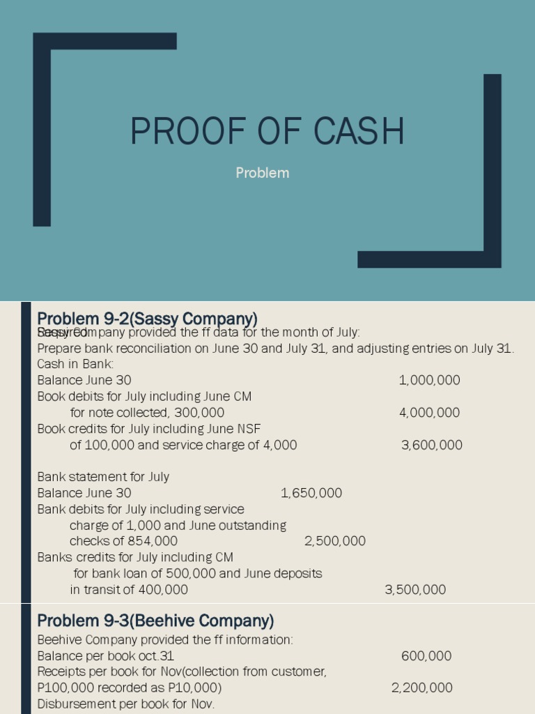 Proof of Cash Problem | Debits And Credits | Banks